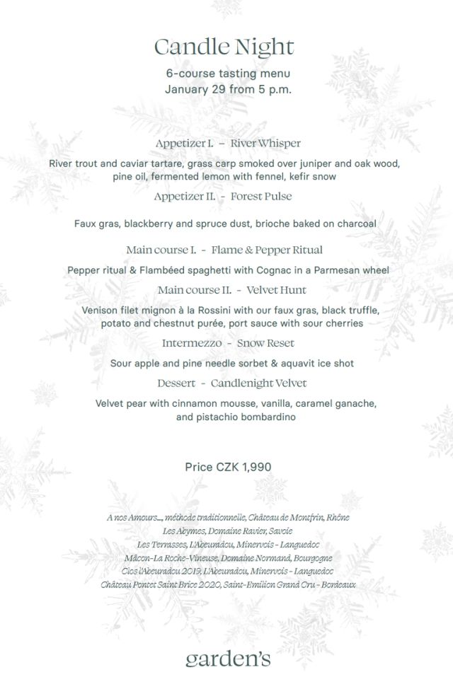 Candle night - a unique tasting evening at Garden’s 29.1. | Garden’s ...